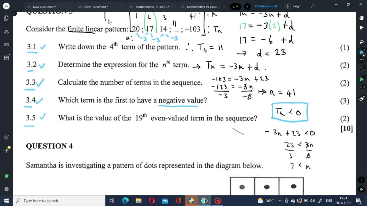 Grade 10 Linear Patterns (Linear Sequences) - YouTube