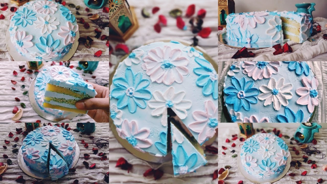 Easy Floral Cake With Vanilla Sponge Cake - YouTube