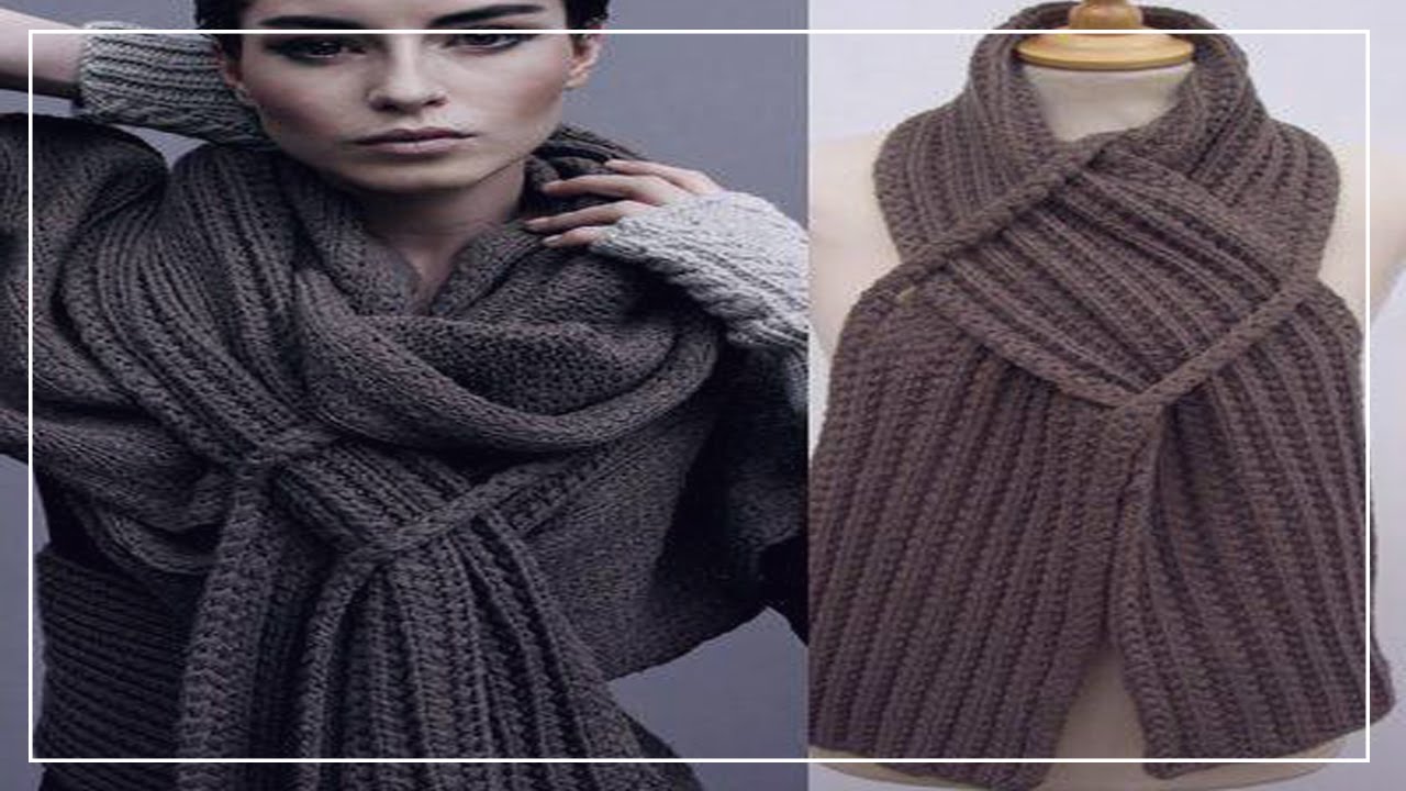 Bufanda y Chal tejido en Crochet dos agujas - moda - YouTube