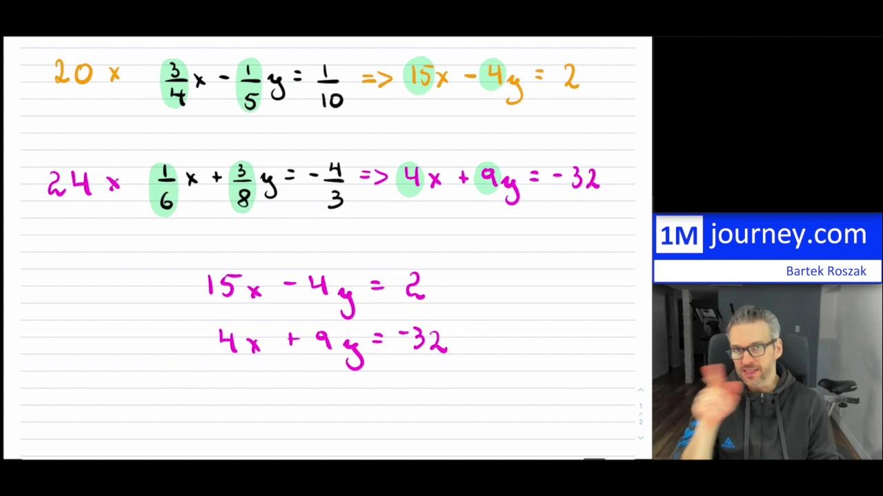 Grade 10 Math - Linear Systems by Elimination Method, Fraction ...