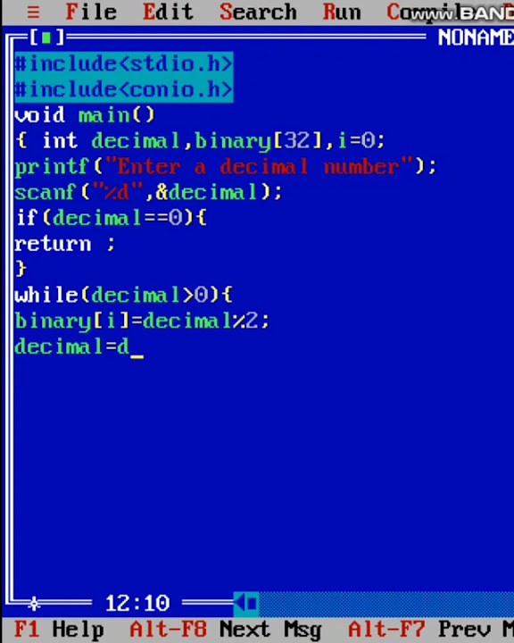 Convert Decimal To Binary In C Coding Computerlanguage Viralvideo Programming Shorts Youtube 