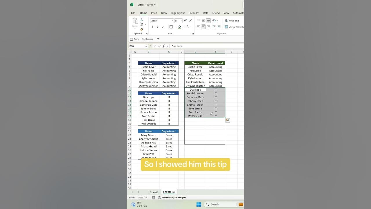 How to combine data tables in Excel using the VSTACK function 🙌🏼 #excel #tutorial #exceltips ...