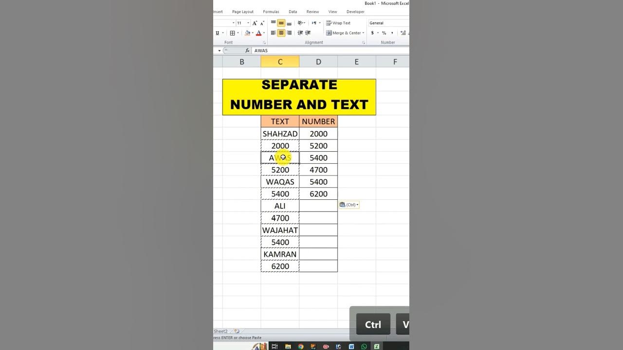 Extract Number and Text in excel easy way| split number and text|#shorts #viral #windows # ...