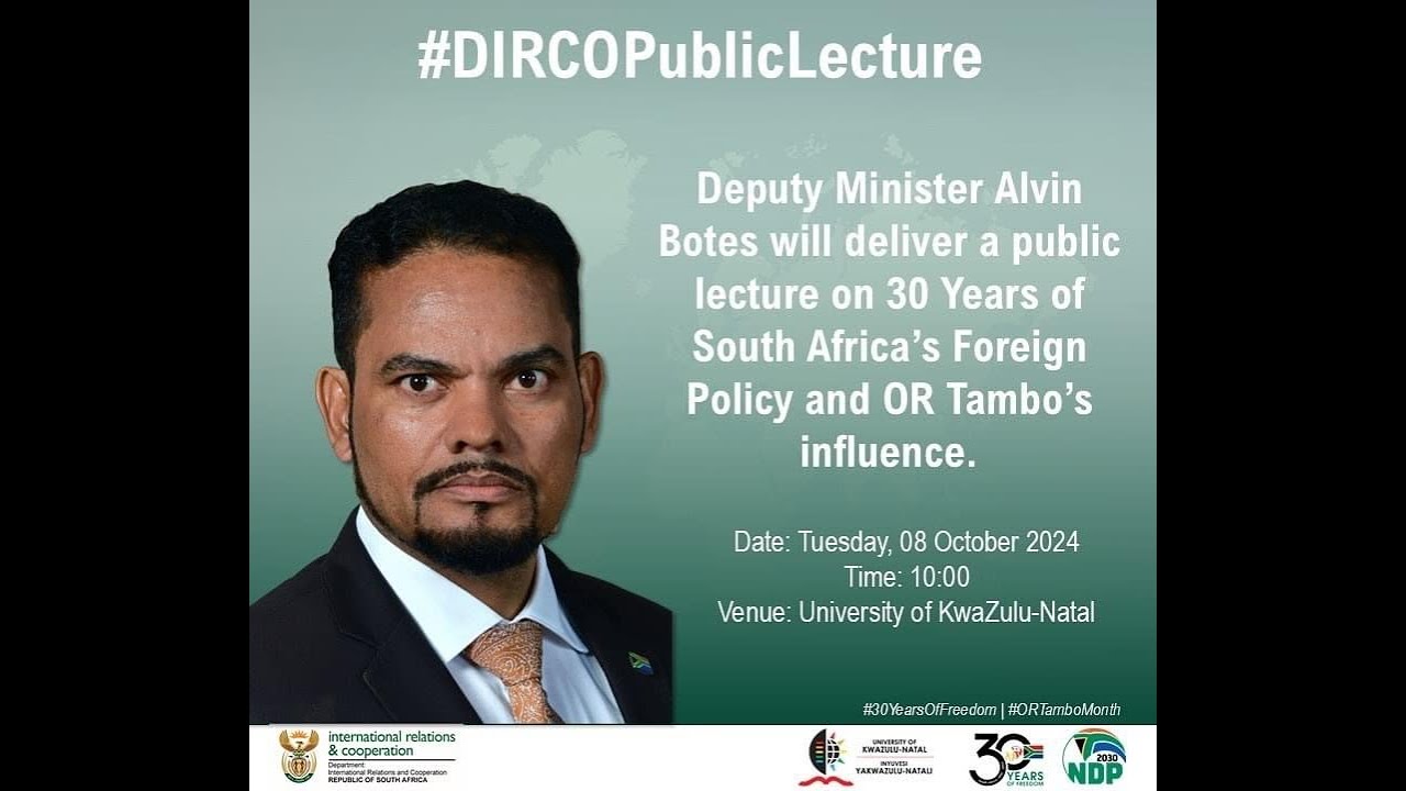 Deputy Minister Mr Alvin Botes, delivers a public lecture at the ...