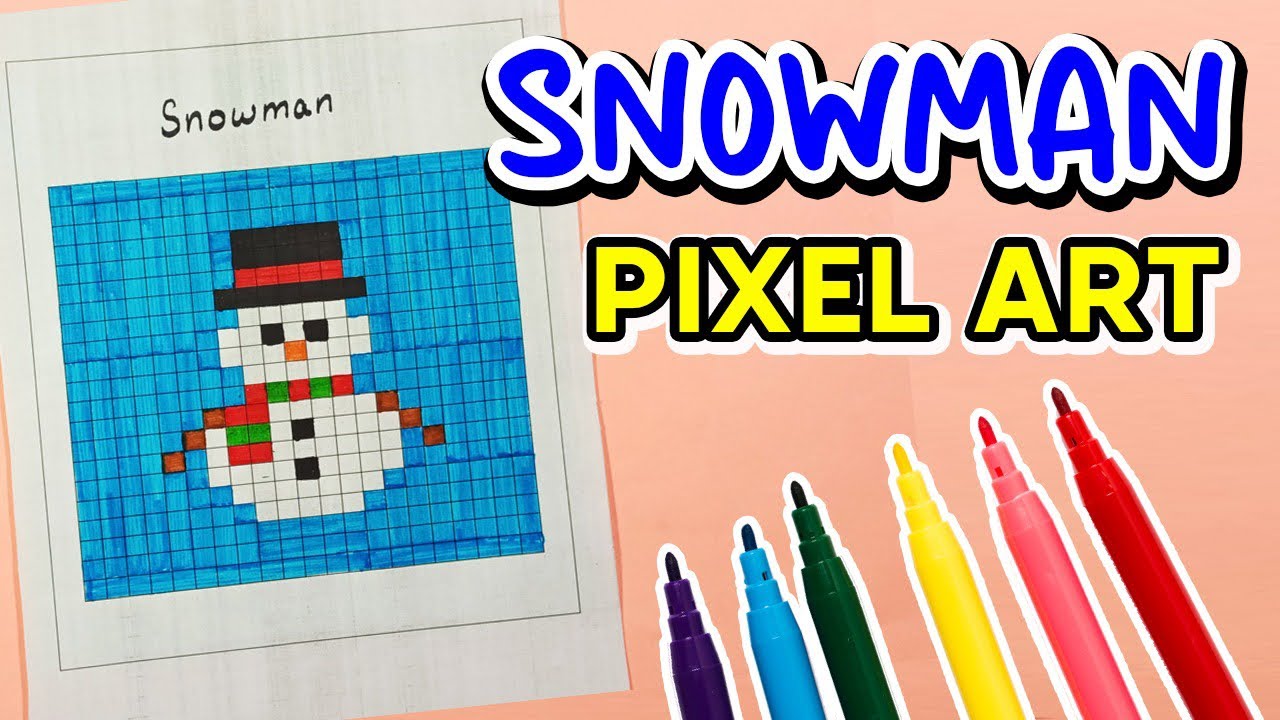 How to Draw a Snowman | Winter Pixel Art Tutorial For Kids | Christmas ...