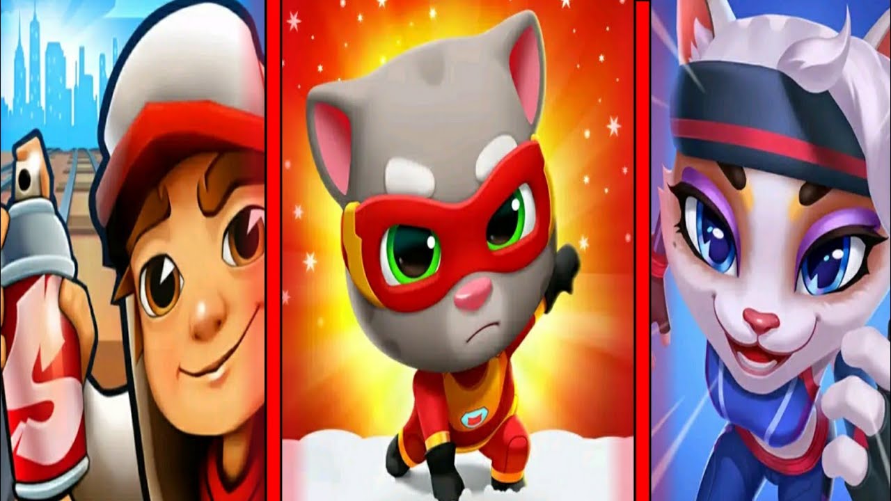 Subway Talking Tom Hero Dash VS Subway Surfers VS Runner Heros Gameplay ...