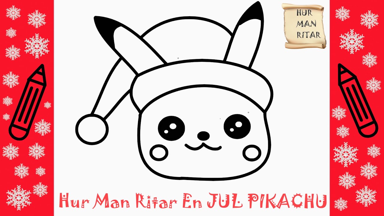 Hur Man Ritar En JUL PIKACHU från Pokémon| Rita Det Själv | Lär dig att ...