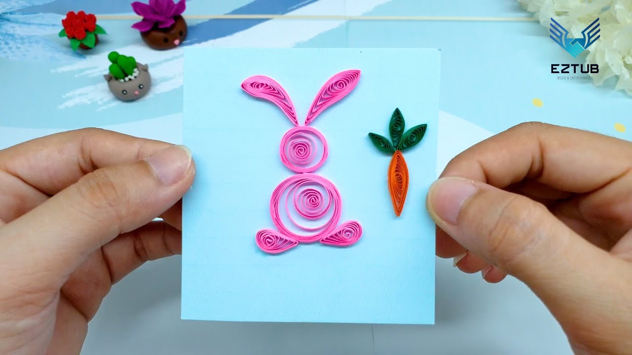 MHTW04 Touristy Quilling Pink Rabbit And Carrot DIY Handmade Tutorial - YouTube