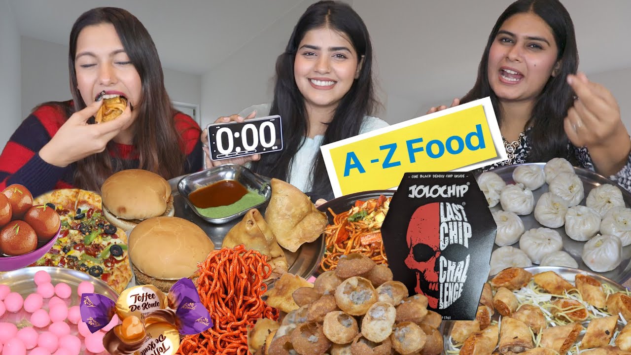 A To Z Alphabet Food Challenge | Jolo Chip, Golgappa, Momos, Korean ...
