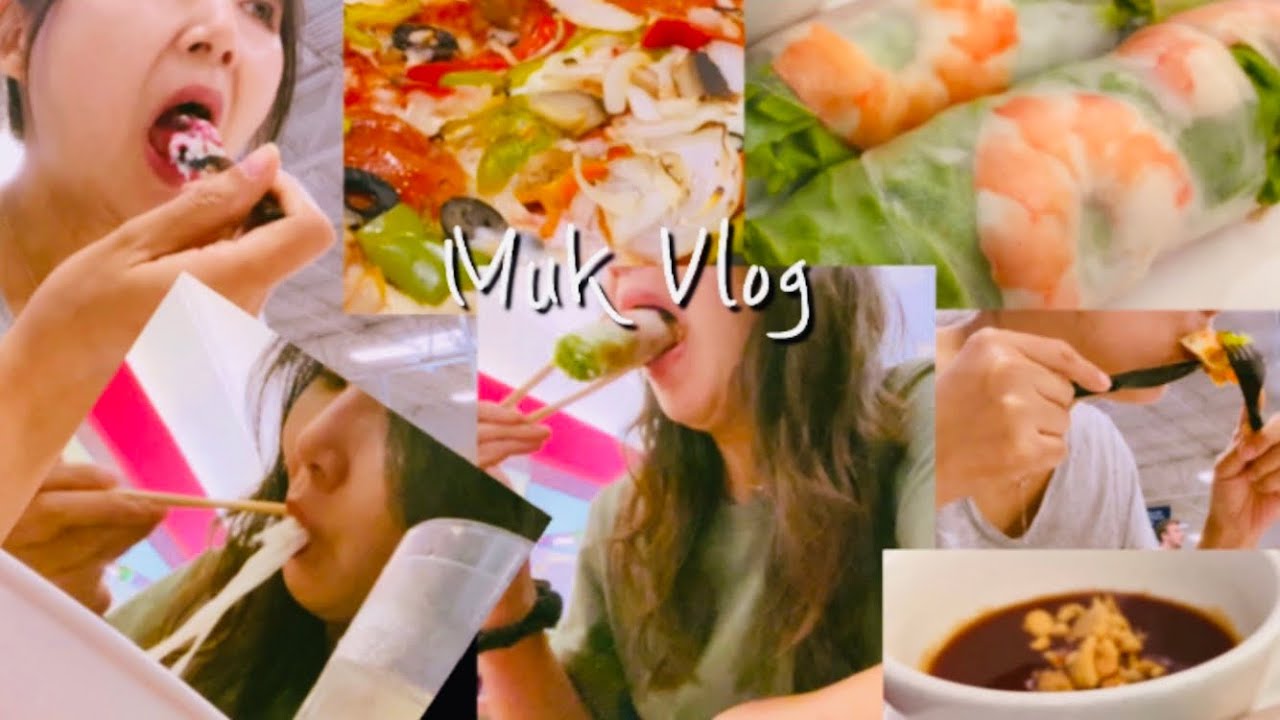 Mukbang Vlog 오늘도 맛있게 먹자~ 여행중 먹는게 불규칙하다보니 먹는거에 자꾸 욕심이..서브웨이 피자🍕츄러스 쌀국수 🍜 ...