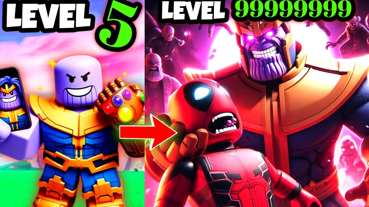 I BECAME powerful Villain Thanos VS Deadpool Roblox Super Villain ...