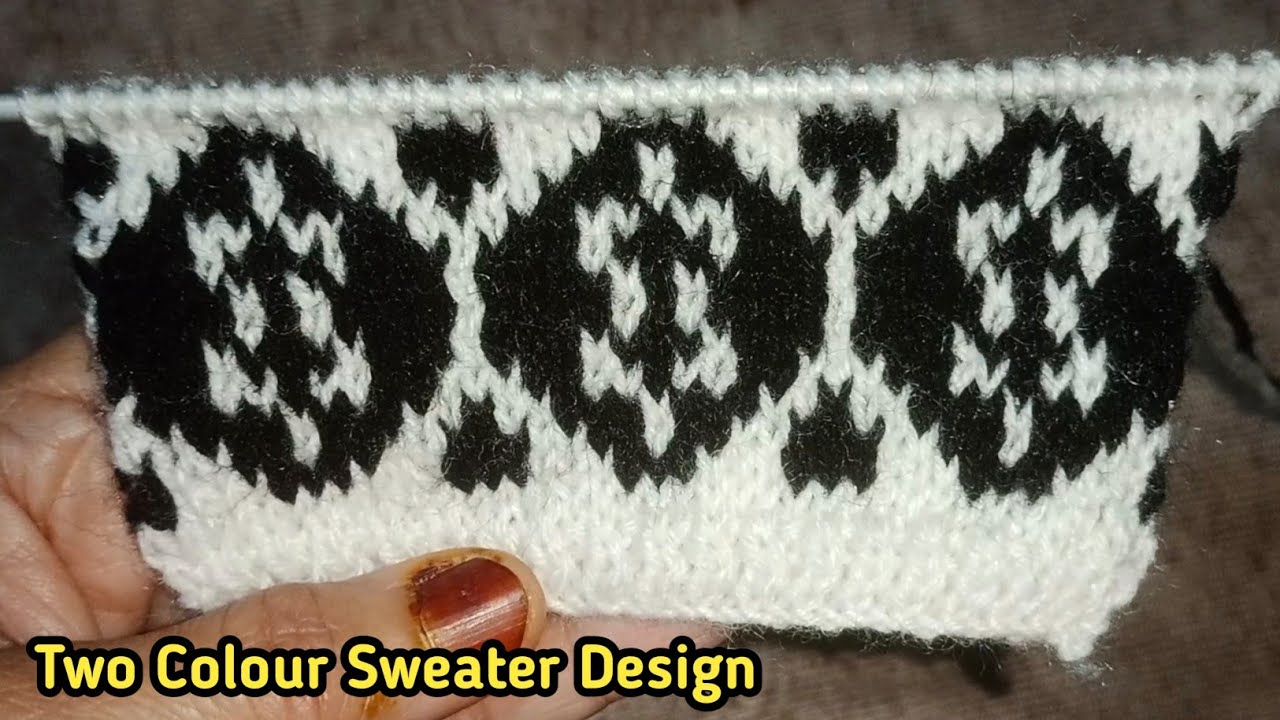 Knitting Graph Pattern #279 | Easy Two Colour Sweater Design - YouTube