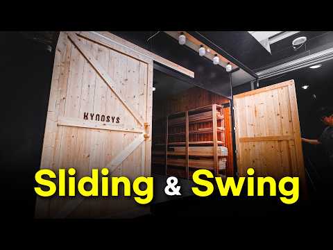 Expanding My Outdoor Workspace! Making Custom Wooden Doors (Sliding & Swing) [SUB] │ DIY
