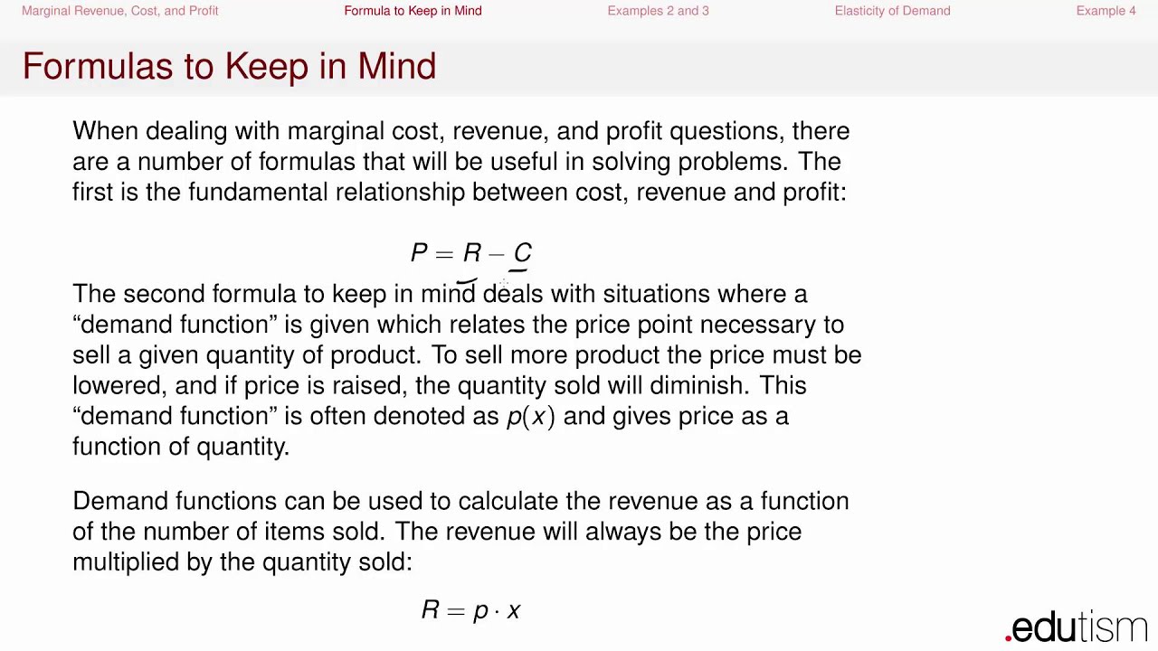 Calculus I - Business Applications of Calculus - PREVIEW of Lesson 36 ...