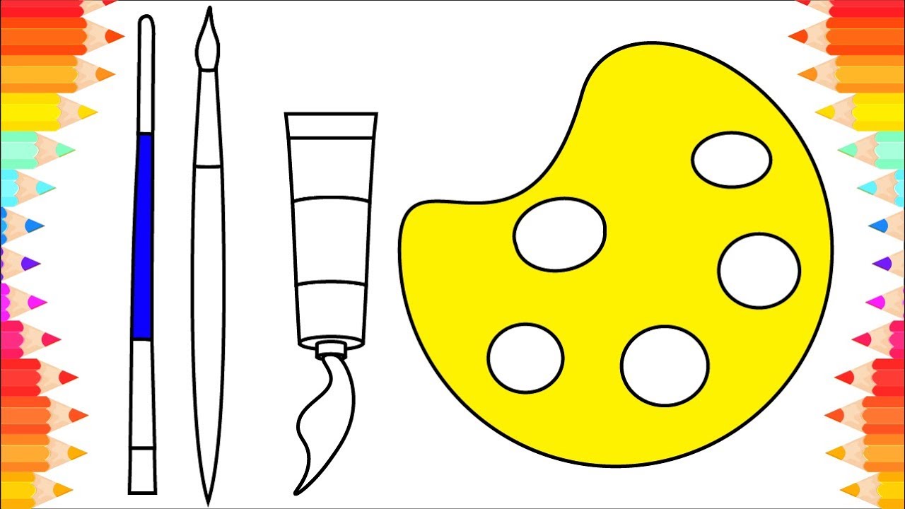 How To Draw Set Artist😉Coloring Pages for Children. Step by Step Art ...