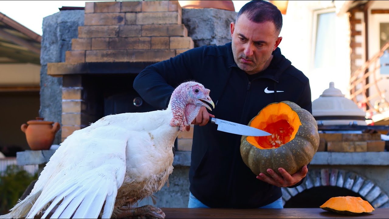 TURKEY 🦃 BAKED in a PUMPKIN 🎃. MEAT 🥩 in a PUMPKIN 🔥. - YouTube