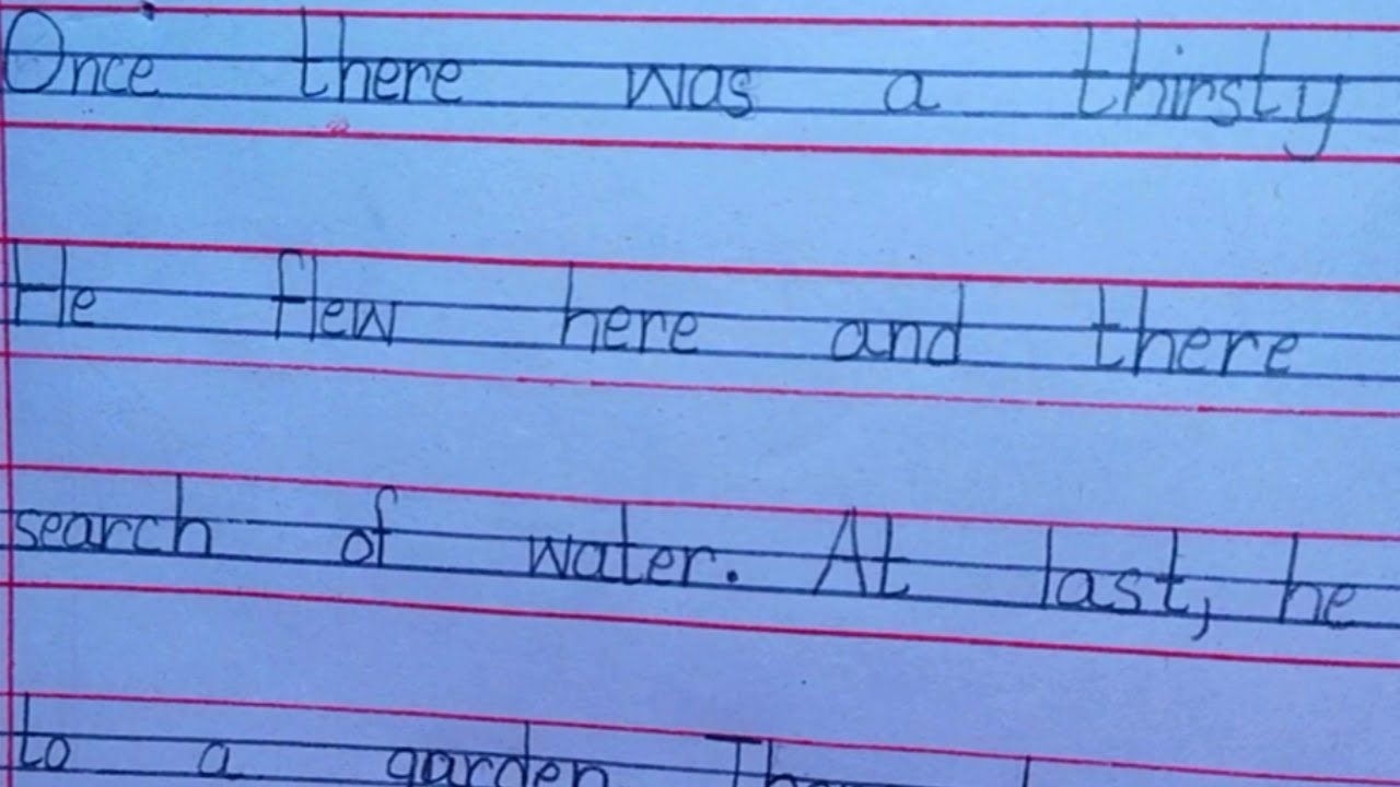 One Page English Hand Writing | Thirsty Crow Story | How To Improve ...