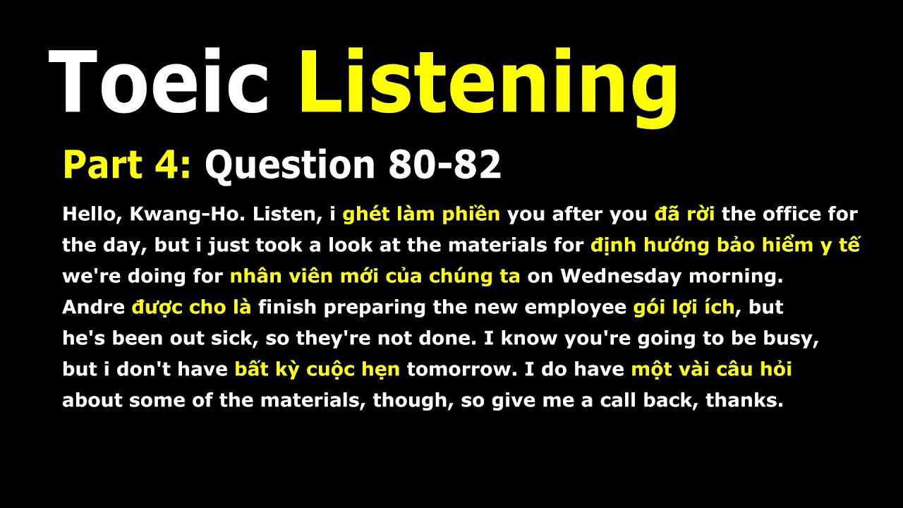 Toeic Listening Part 4: Question 80-82 - YouTube