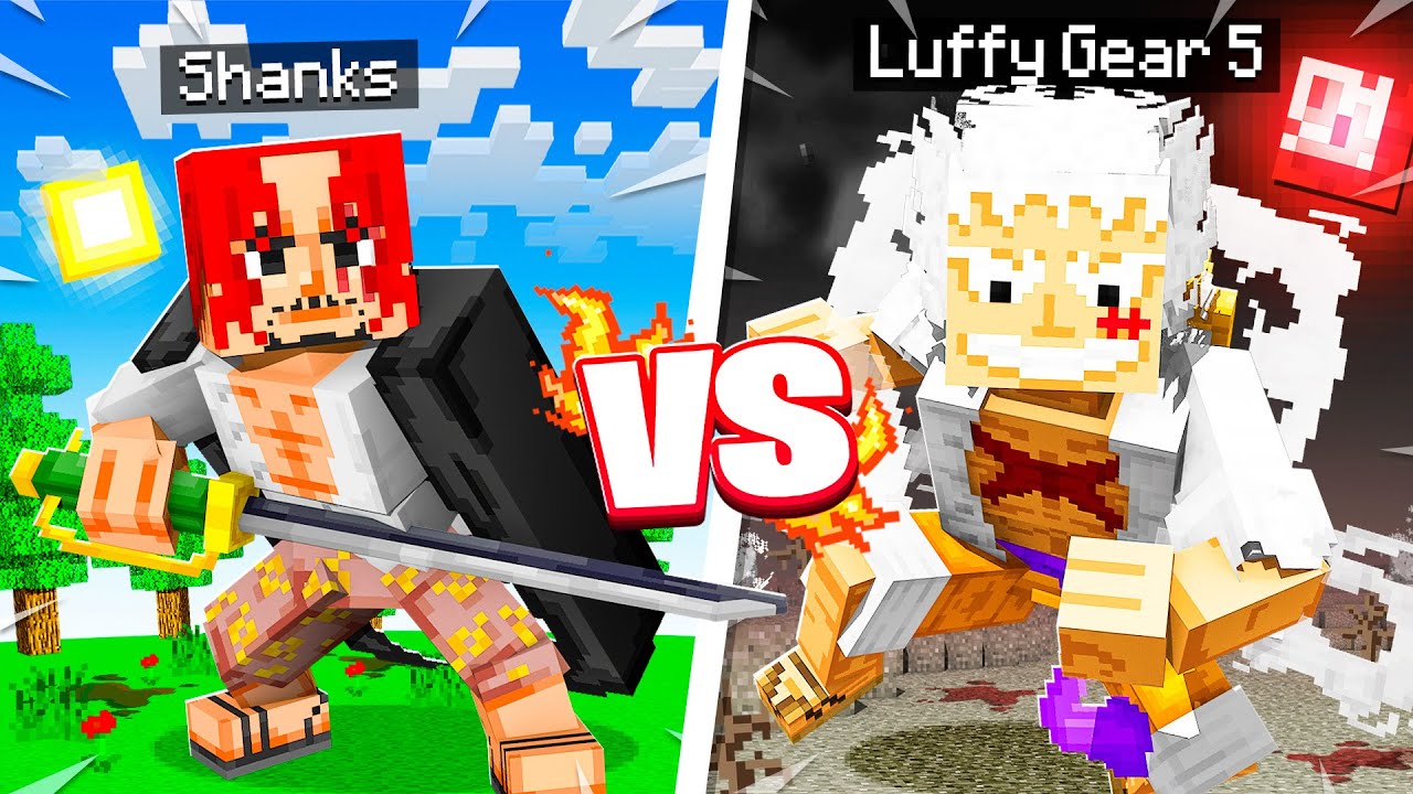 Gear 5th Luffy vs Shanks in One Piece Minecraft - YouTube