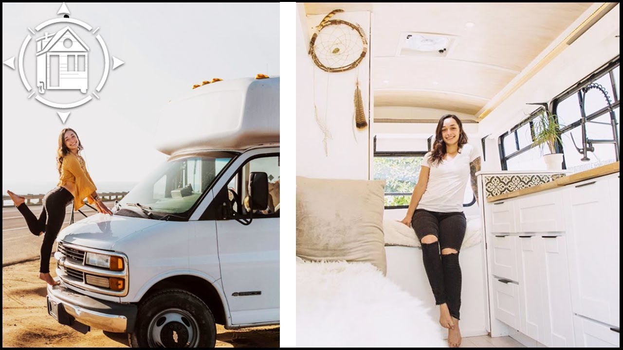 She Converted a Shuttle Bus into an Adorable Tiny Home - YouTube