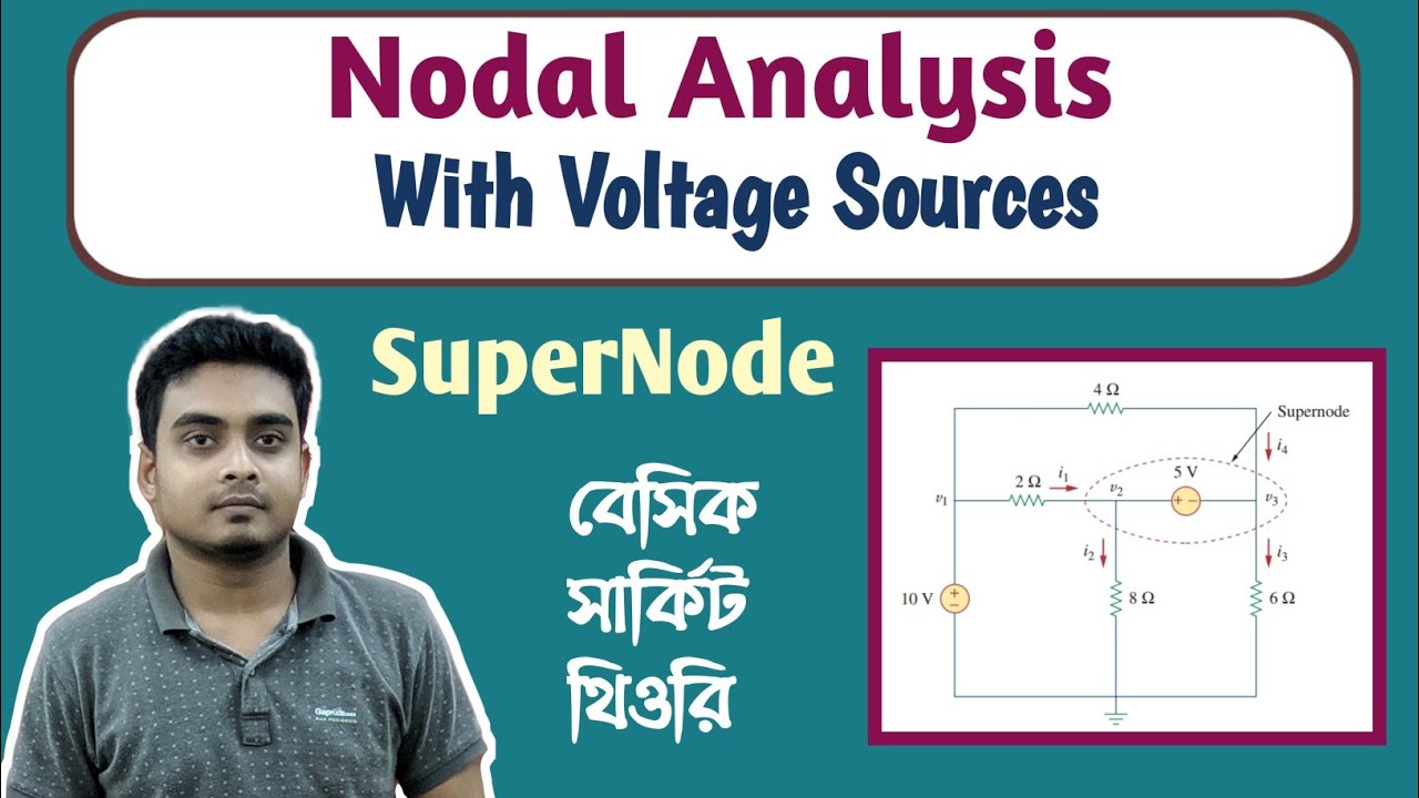 25. Nodal Analysis With Voltage Source ।। Super Node ।। Node Voltage ...
