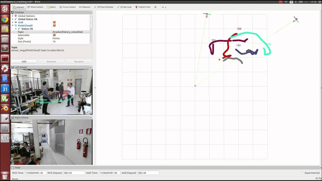 People tracking with two Kinect v2 and OpenPTrack - YouTube