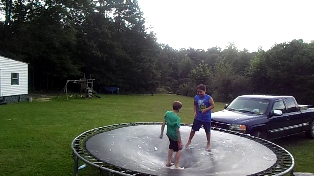 slippery trampoline challenge!!!!! - YouTube