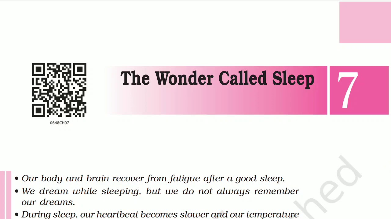 "THE WONDER CALLED SLEEP" chapter 7 class 6 ENGLISH NCERT - YouTube