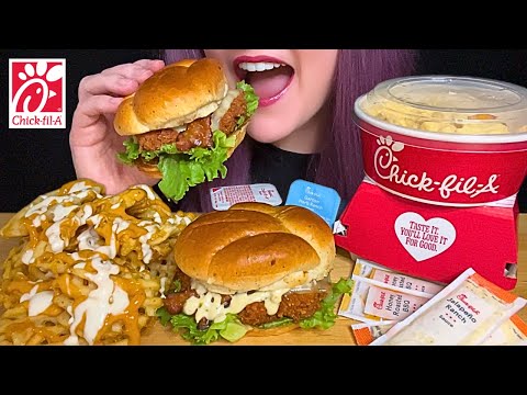 ASMR CHICK-FIL-A MUKBANG (NO TALKING) EATING THE *NEW* SPICY JALAPEÑO RANCH CLUB SANDWICH