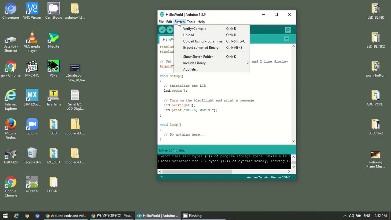 Arduino uno R3-I2C LCD - YouTube