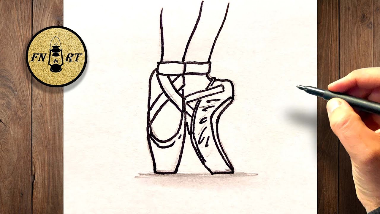 How to draw a pointe shoe easy step by step - YouTube