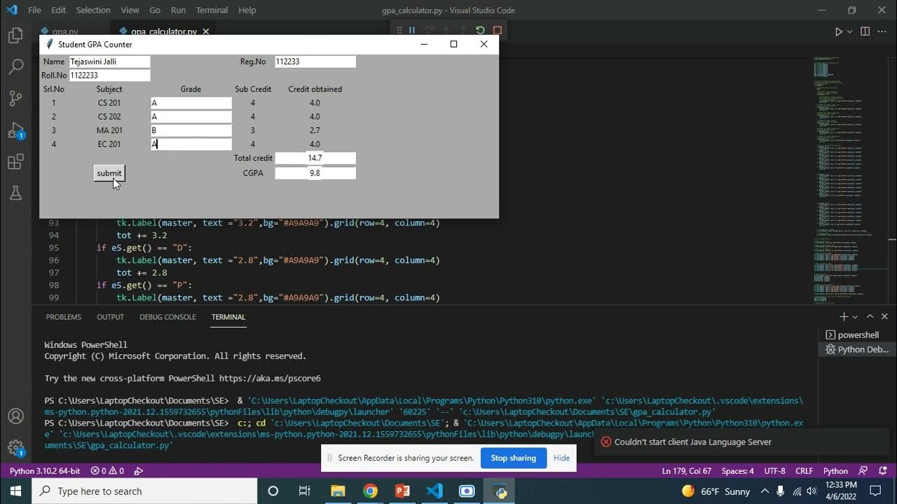 Creating GPA Calculator using tkinter python desktop application - YouTube