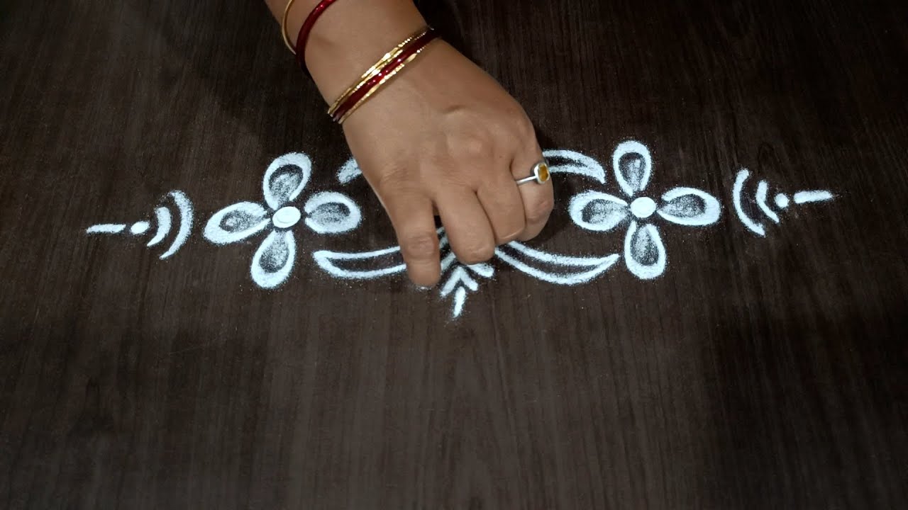 Easy border rangoli designs for beginners | Simple side kolam designs ...