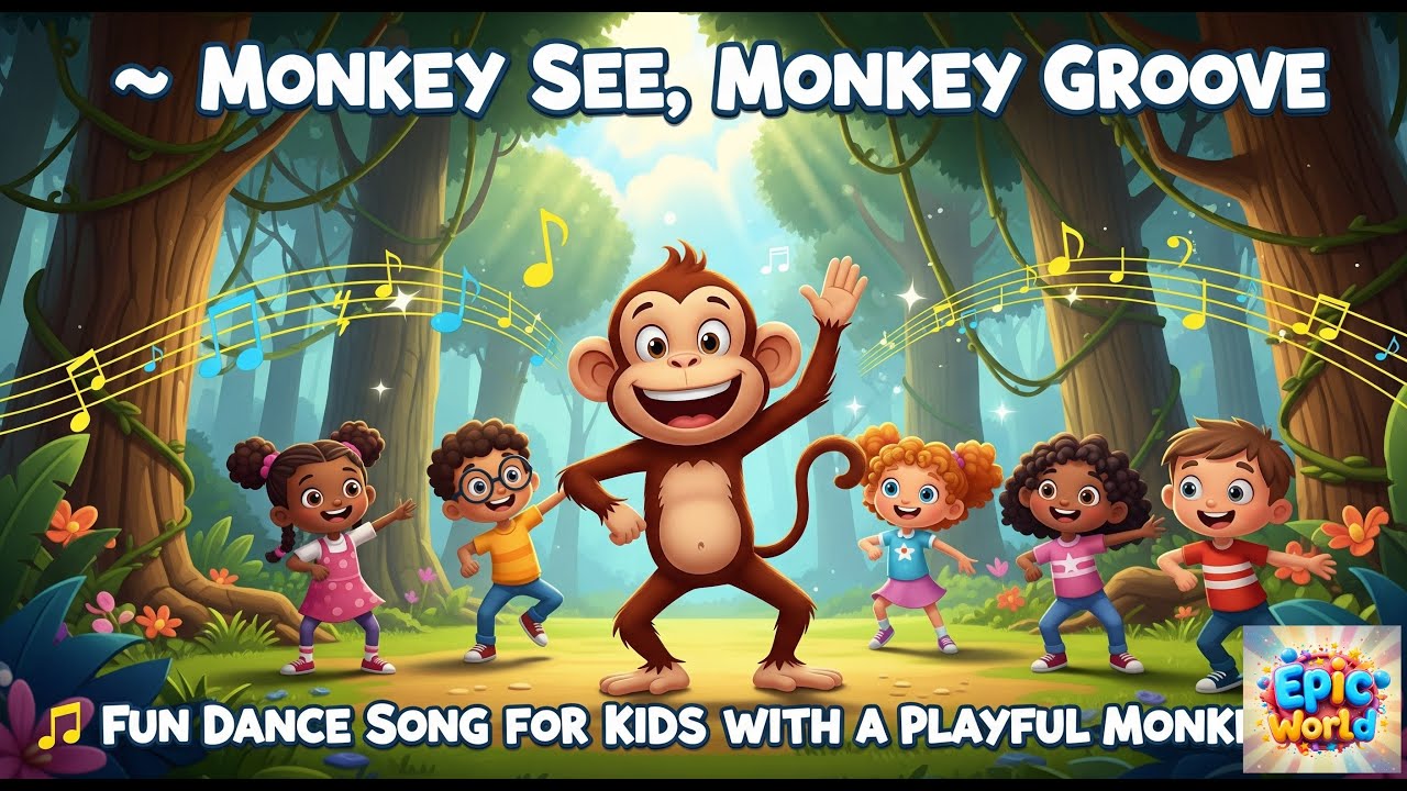 🎵 Monkey See, Monkey Groove 🎶 Fun Dance Song for Kids with a Playful ...