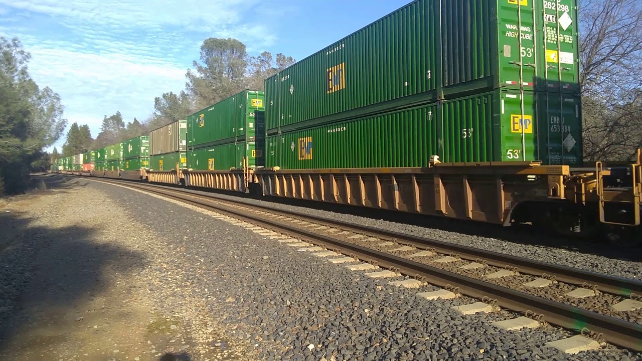 Westbound Union Pacific stack train at bowman 1/23/19 - YouTube