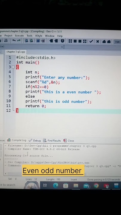C Program To Find Even Or Odd Number Clanguage Programming Youtube 0816