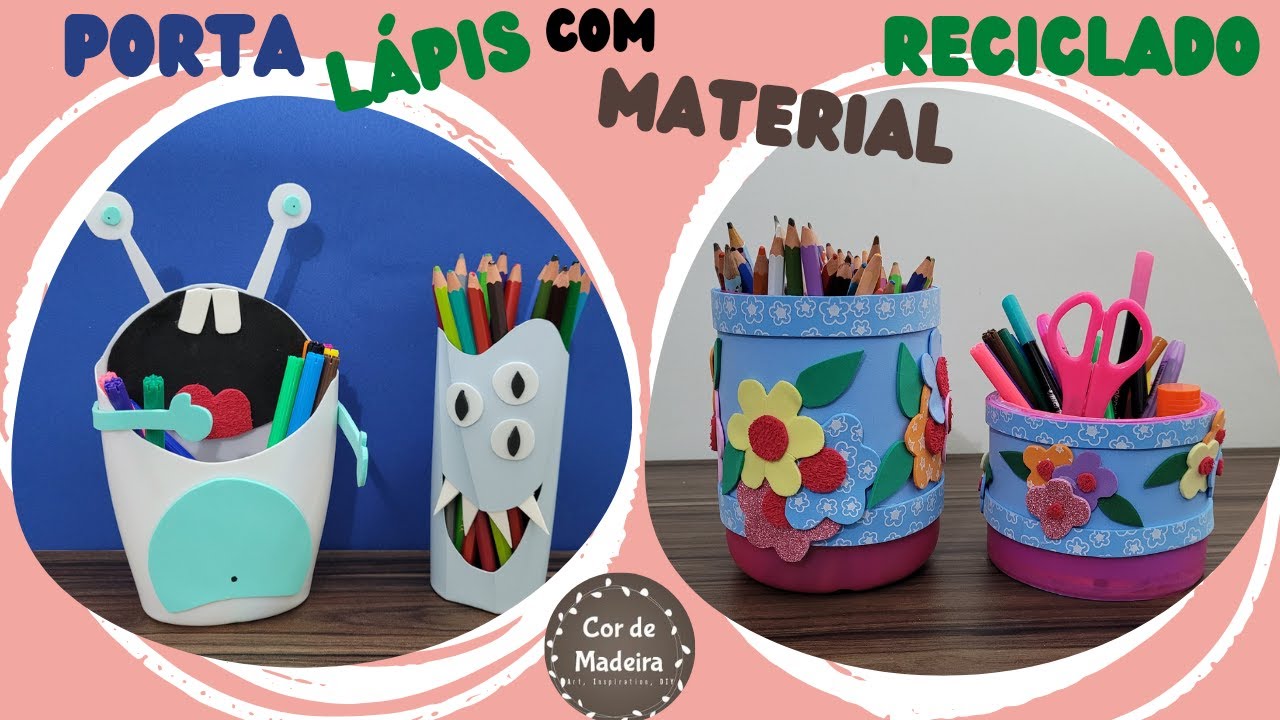 Porta Lapis Reciclado Criando Um Lindo Porta Lápis Com Pasta De