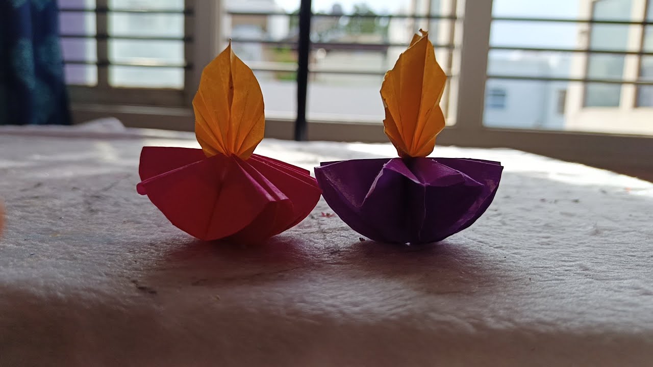 How to make easy paper Diya|Colourful Diyas for Diwali Decoration|Easy ...
