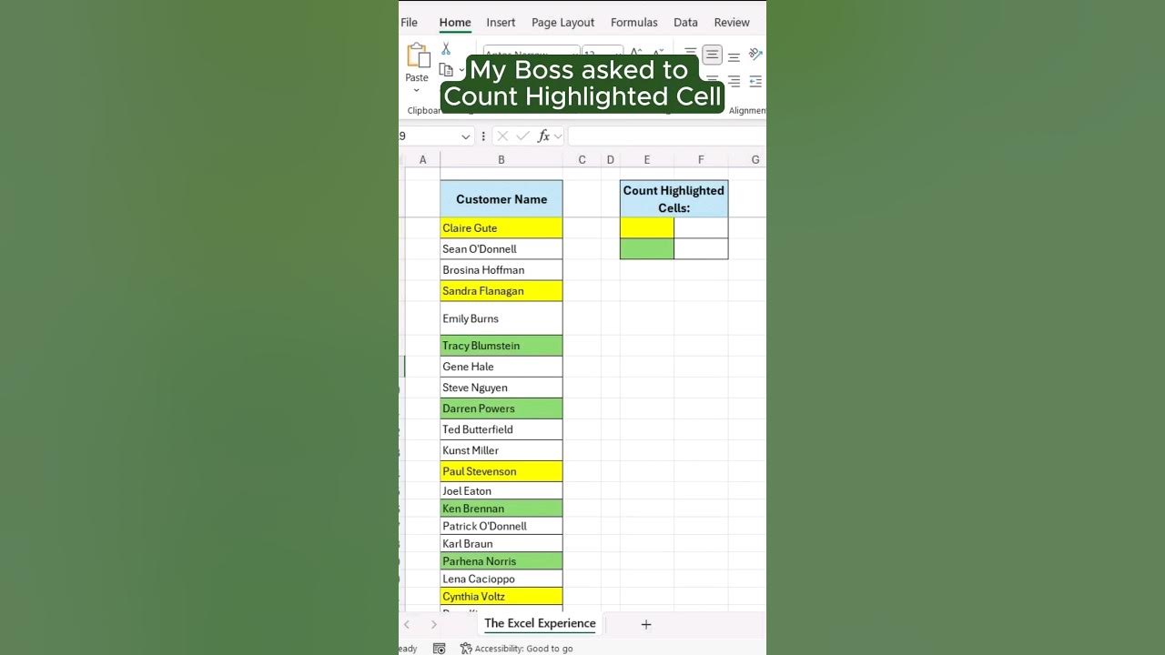Count Highlighted Cells in Excel - YouTube