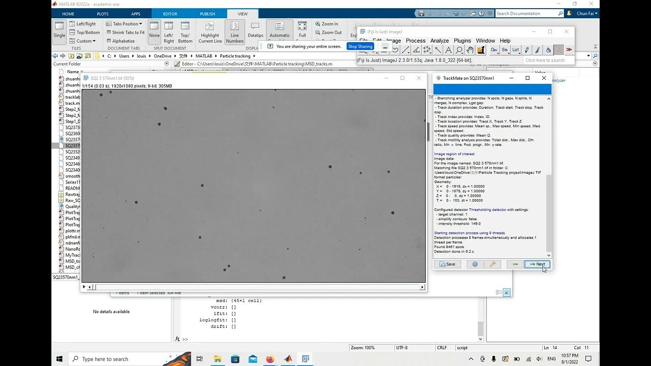 FIJI matlab particle tracking demonstration - YouTube