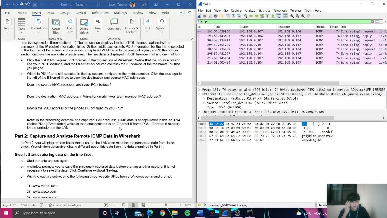 DATA COMMS LAB - Experiment 4 - Using Wireshark to View the Network Traffic - YouTube