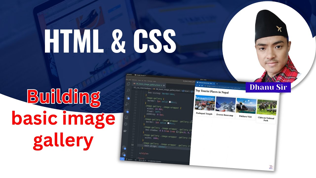 [3.6] Basic image gallery - CSS Intermediate - HTML & CSS 101 - Dhanu Sir - YouTube