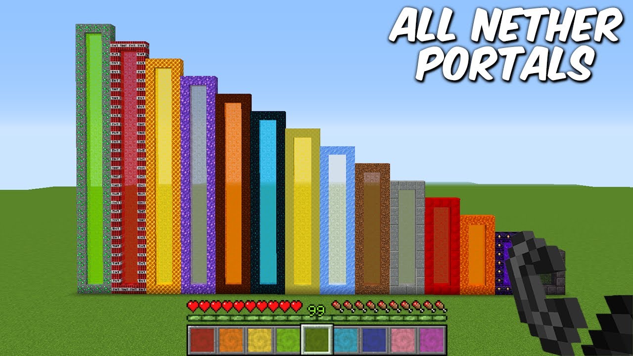 all nether portals with different hearts in Minecraft - YouTube