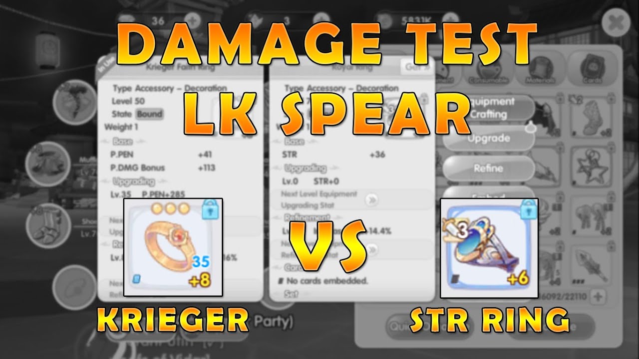LK SPEAR | TEST DAMAGE WHITE PPEN ACC -VS- BLUE STR RING | #ROX ...