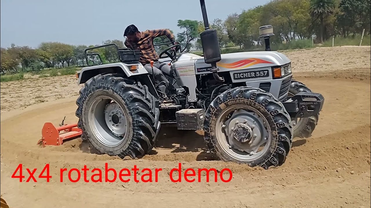 Eicher 557 4x4 rotabetar demo 60 hp - YouTube