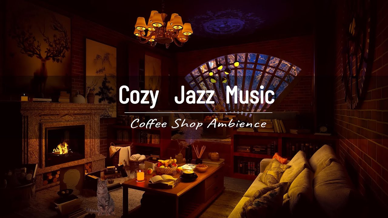 Cozy February Night JAZZ - Bookstore Cafe Ambience with Sweet Piano ...