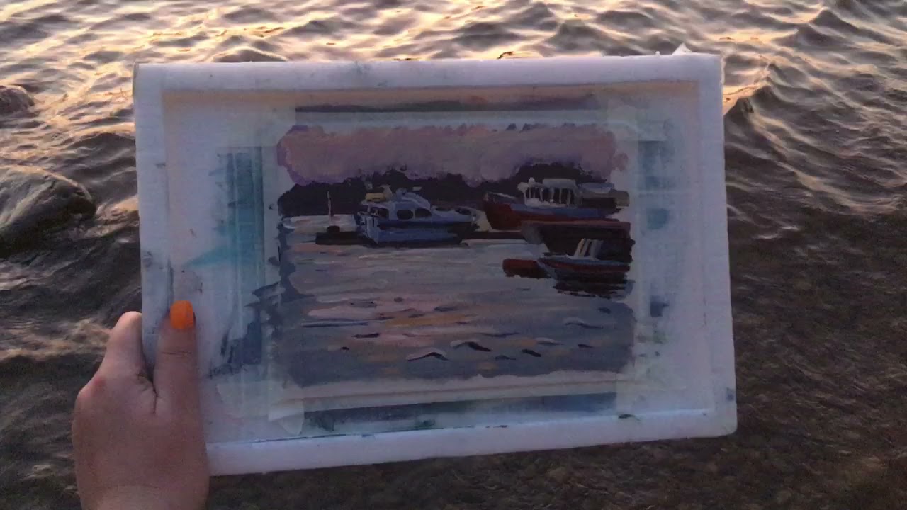 Painting Boats on the Malaya Nevka river. Tempera. Картина Лодки на ...