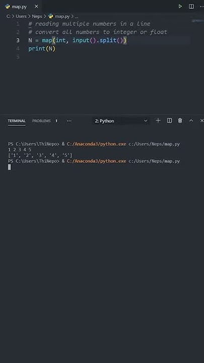 Python | Reading multiple numbers in a line and converting them to integer or float #Shorts ...