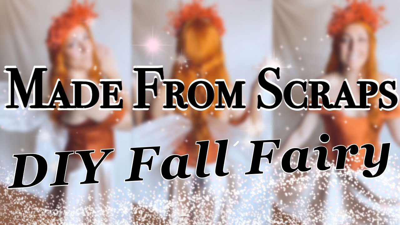 Making an Autumn Fairy outfit using SCRAP FABRIC and recycled material ...