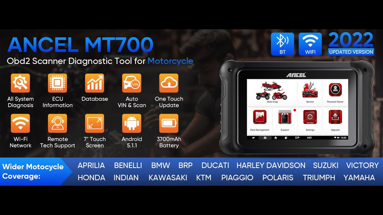 ANCEL MT700 Motorcycle Obd2 Scanner Diagnostic Tool - YouTube
